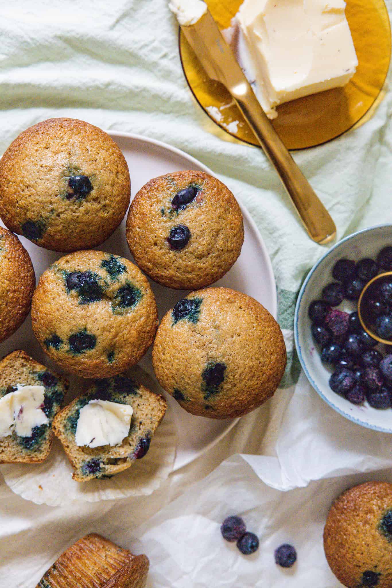 Sourdough Blueberry Applesauce Muffins - sarahtherese.co